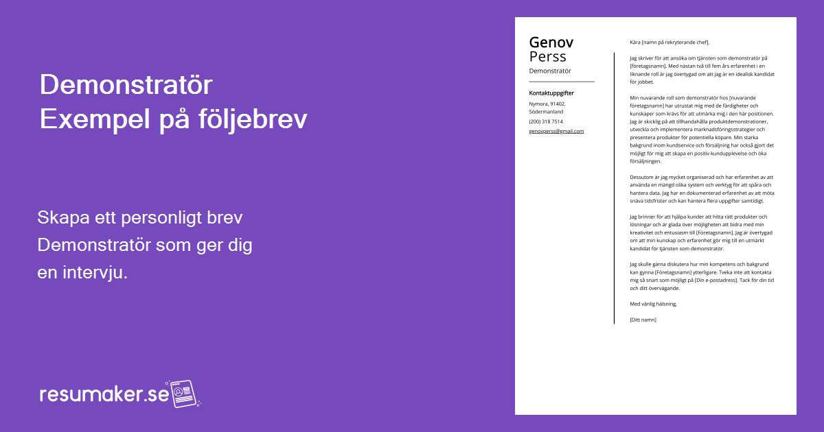 Demonstratör Exempel på följebrev för 2025