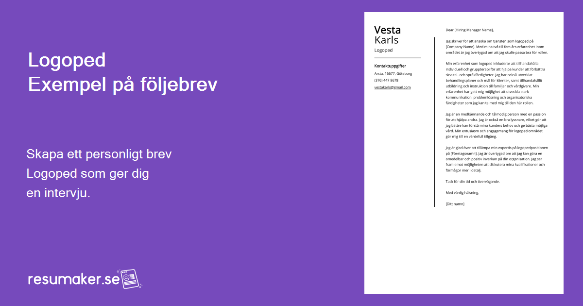 Logoped Exempel på personligt brev (mall & 20+ tips)